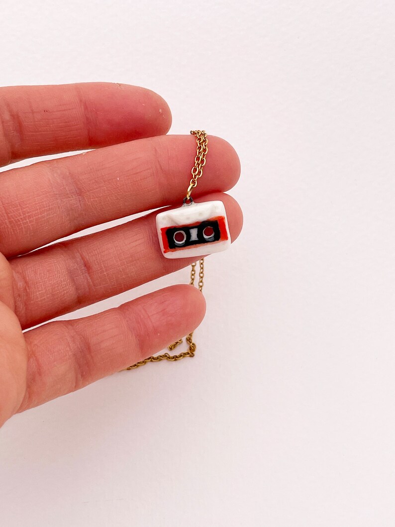 Miniature Porcelain Cassette Tape Pendant, Retro Music Charm - Etsy