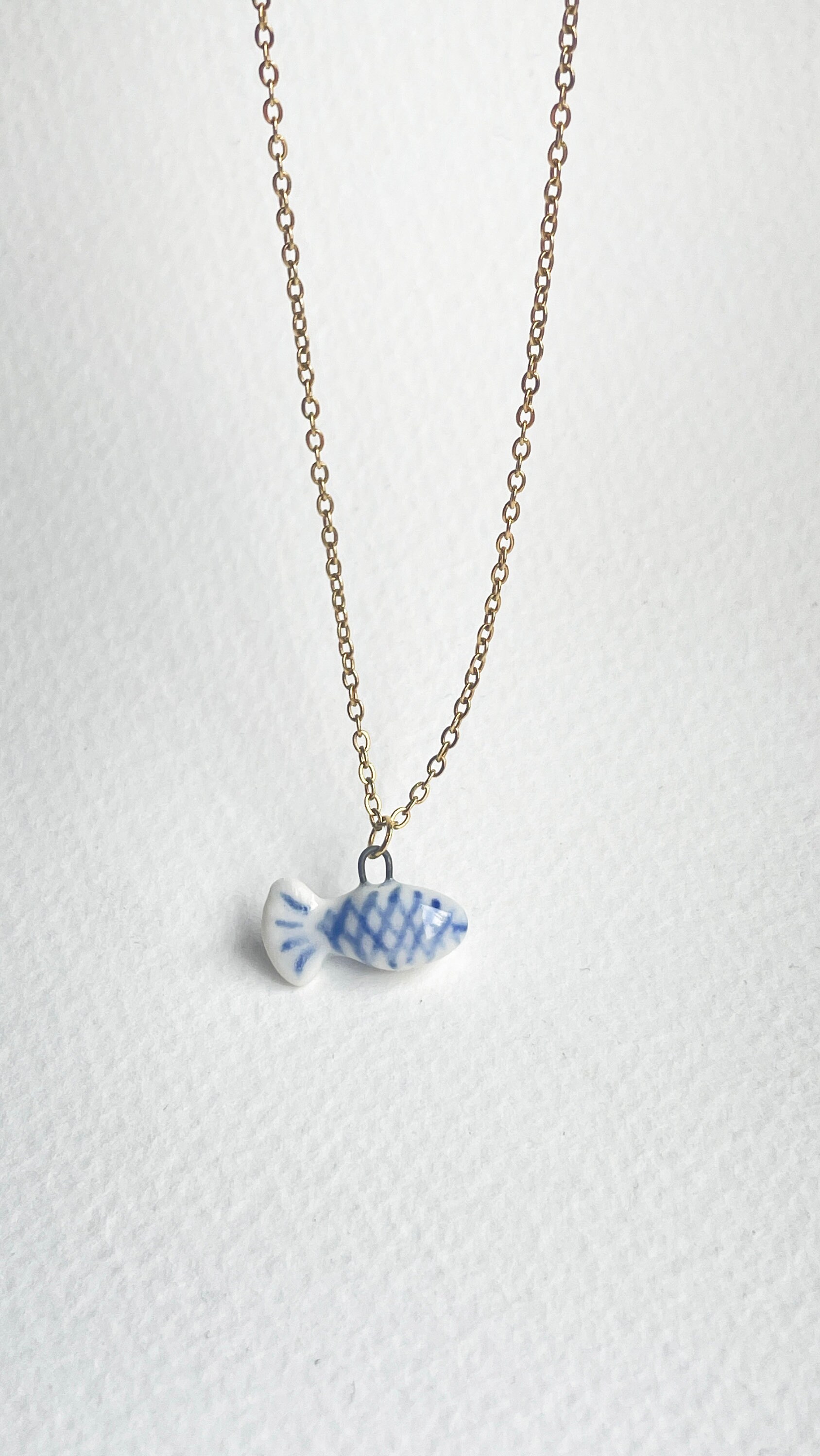 Hand-painted Porcelain Fish Charm, Delicate Miniature Pendant - Etsy
