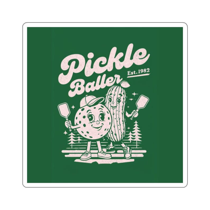 Pickle-baller Sticker | Pickleball Mascot Vinyl Decal | Funny Pickle ...