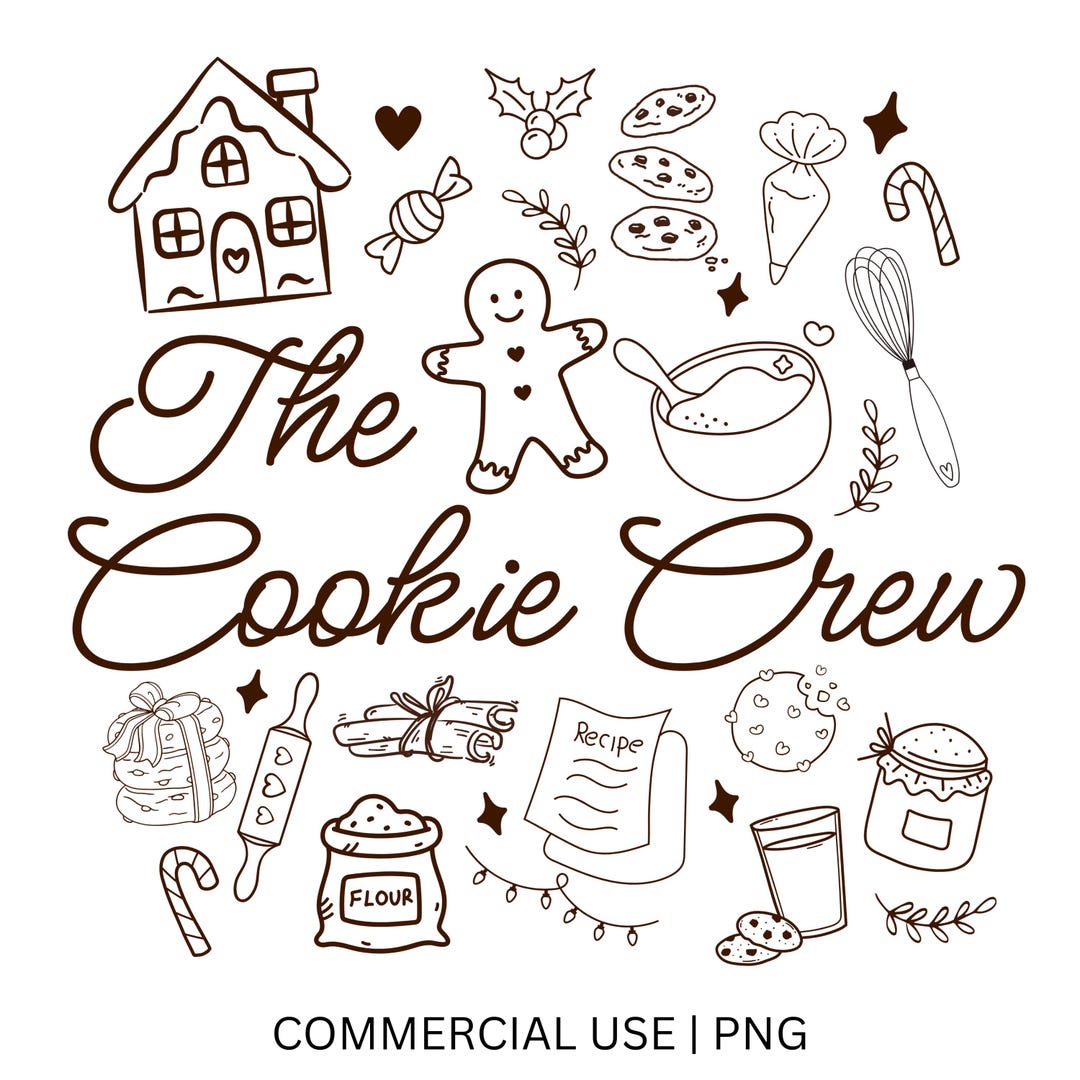 Cookie Crew PNG | Baking Doodles Clipart | Christmas Baking Shirt ...