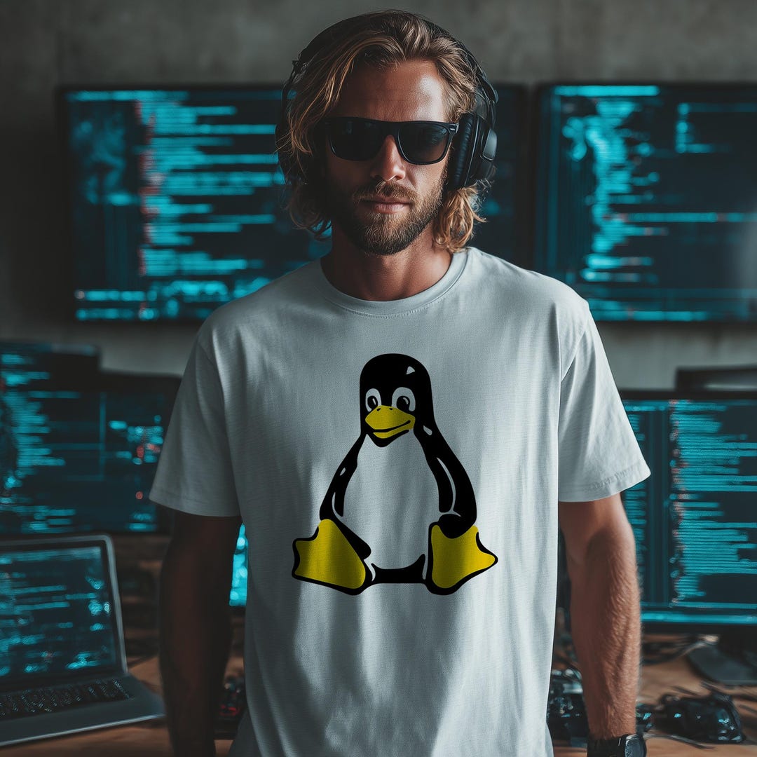 Tux Penguin T-shirt: Linux Tee - Vintage Tri-blend Fabric - Etsy