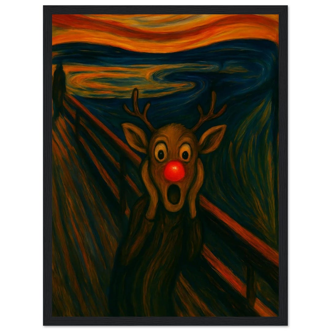 Rudolph Meets Edvard Munchs the Scream - Xmas Edition - Etsy