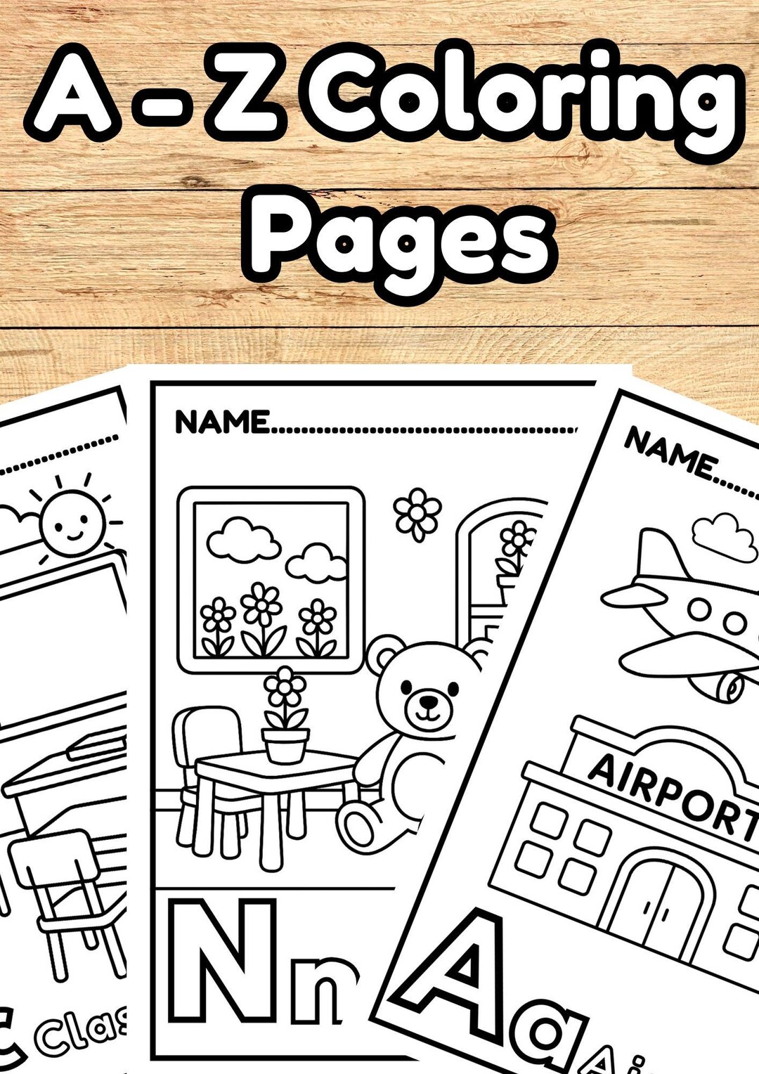 A-Z Coloring Book – Everyday Places, Alphabet Learning (PDF Download - Etsy