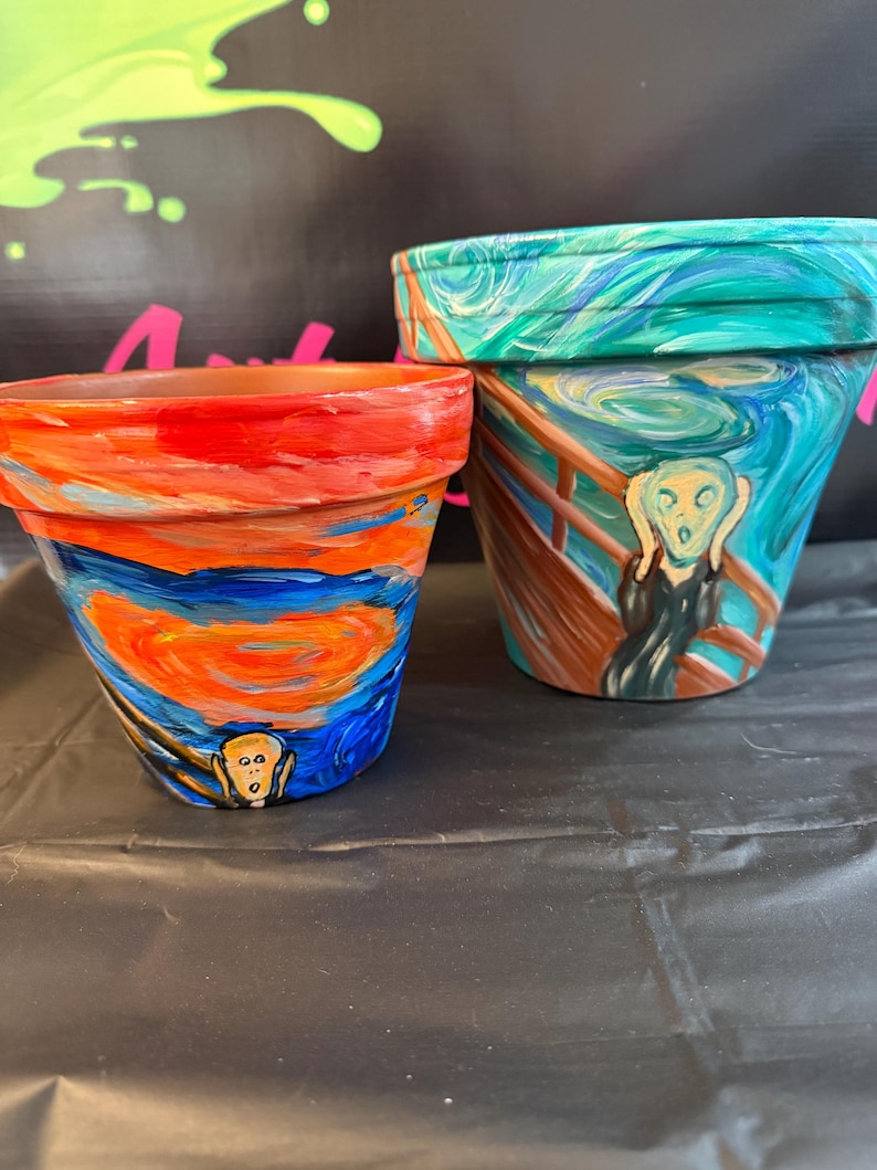 Hand-painted "the Scream" Clay Pot: Edvard Munch Inspired Terracotta ...