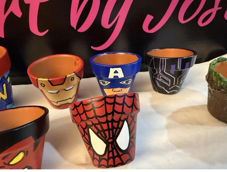 Hand-painted Marvel Flower Pots | Superhero Garden Decor, Set of 9 - Etsy