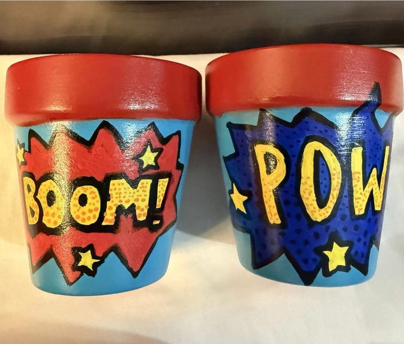 Hand-painted Marvel Flower Pots | Superhero Garden Decor, Set of 9 - Etsy