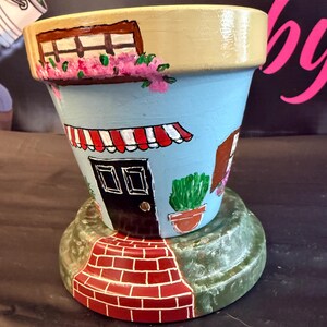 Hand-painted Terracotta Clay Pots and Trays Mini House/cottage for ...