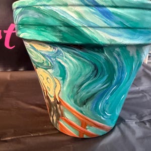 Hand-painted "the Scream" Clay Pot: Edvard Munch Inspired Terracotta ...