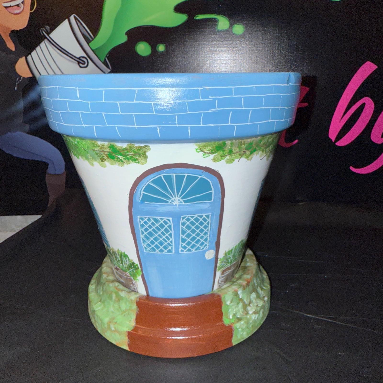 Hand-painted Terracotta Clay Pots and Trays Mini House/cottage for ...