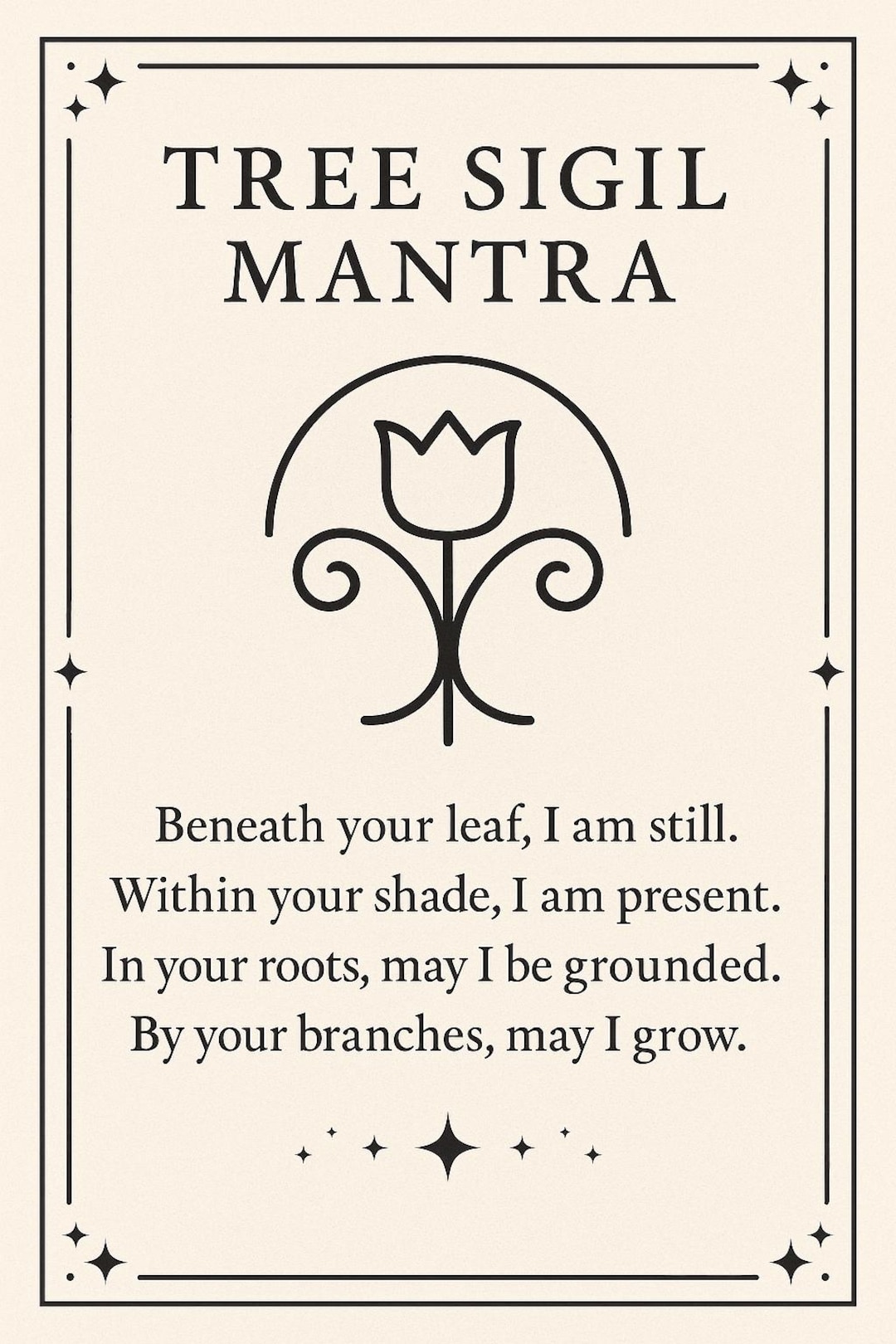 Tree Sigil Mantra | Printable Grounding Affirmation Card | Nature ...