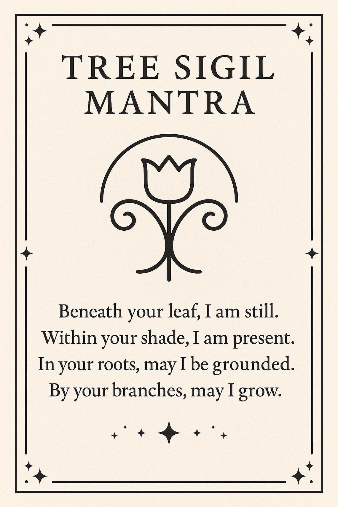 Tree Sigil Mantra | Printable Grounding Affirmation Card | Nature ...