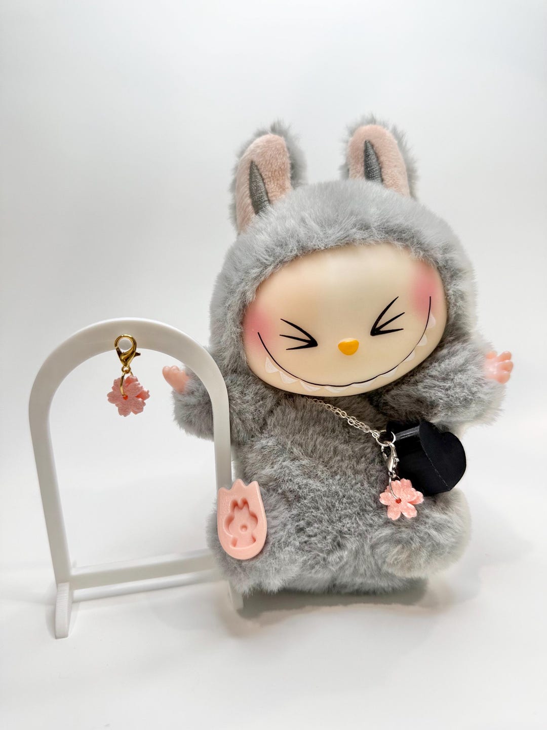 Labubu Bag Charm: Gold or Silver Flower Purse Clip - Etsy
