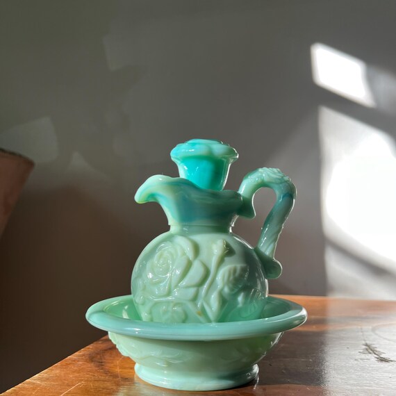 1970s Jadeite Avon Pitcher 3 Pieces - Gem
