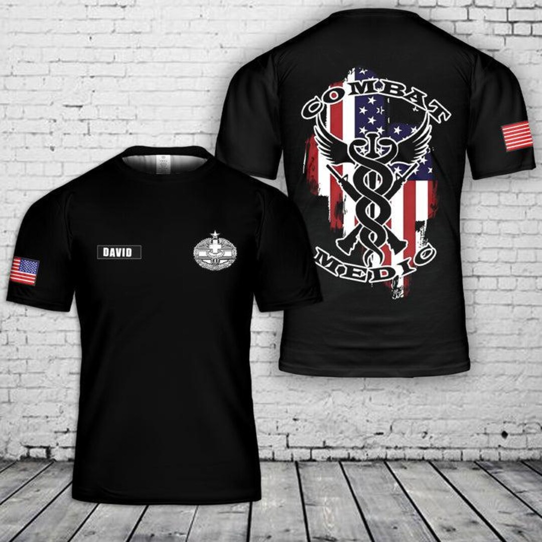 Combat Medic Shirt USA Flag Caduceus Tee Gift for Army Medical Corps ...