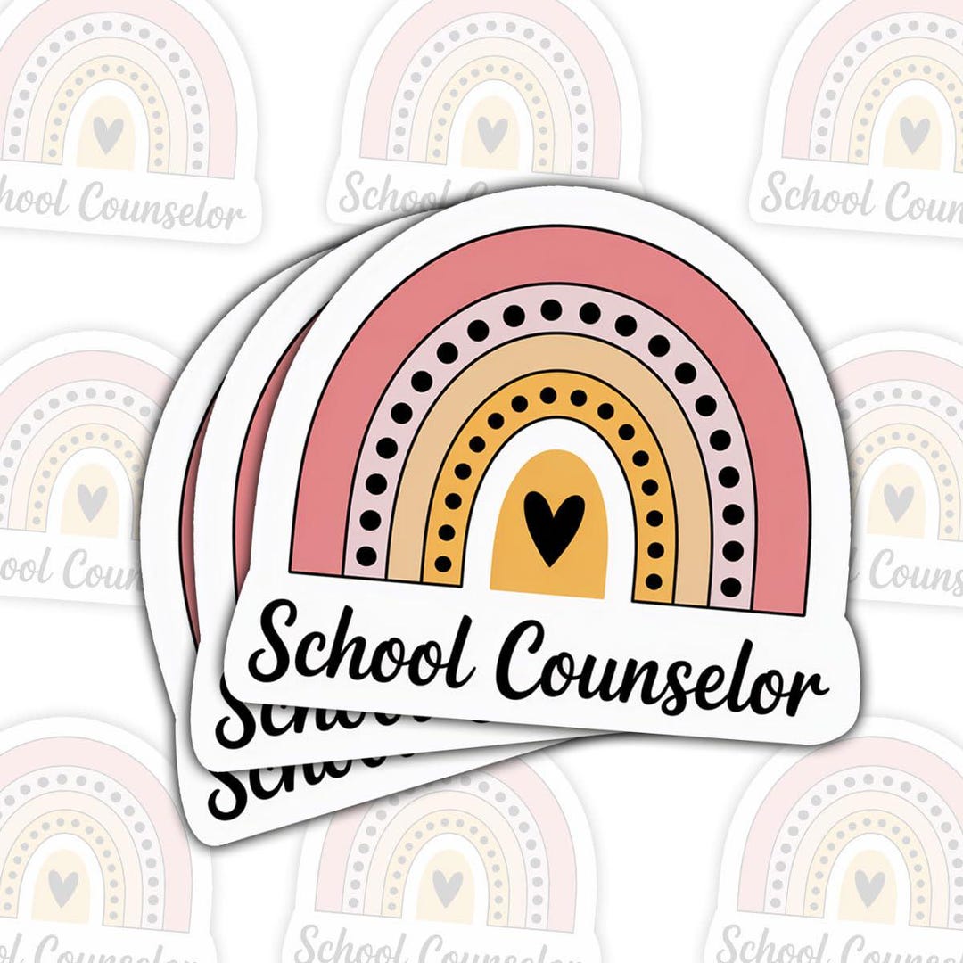 1pcs School Counselor Sticker Cute Pastel Rainbow Heart Decal, Teacher ...