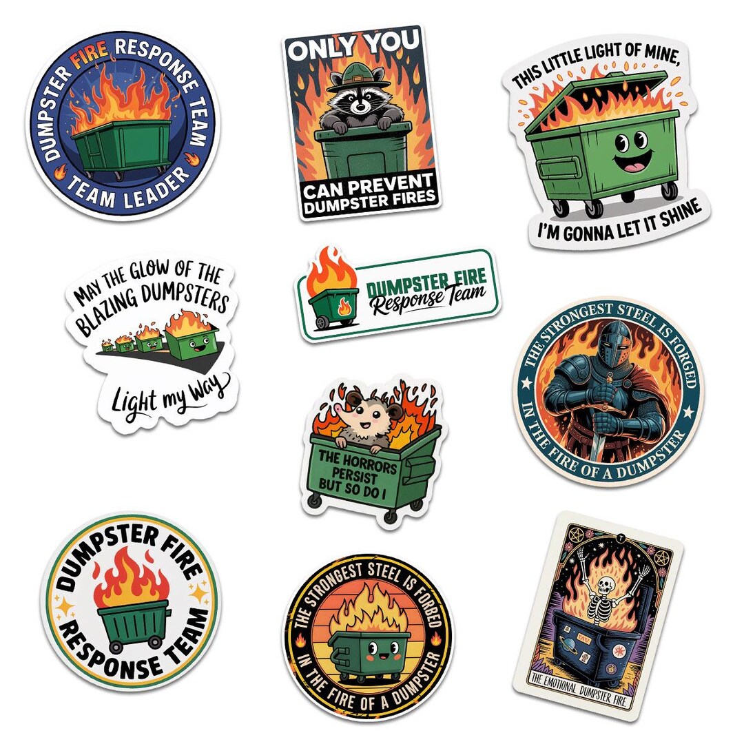 Dumpster Fire Sticker Pack: Sarcastic Laptop Decals - 3 Inch (set of 10 ...