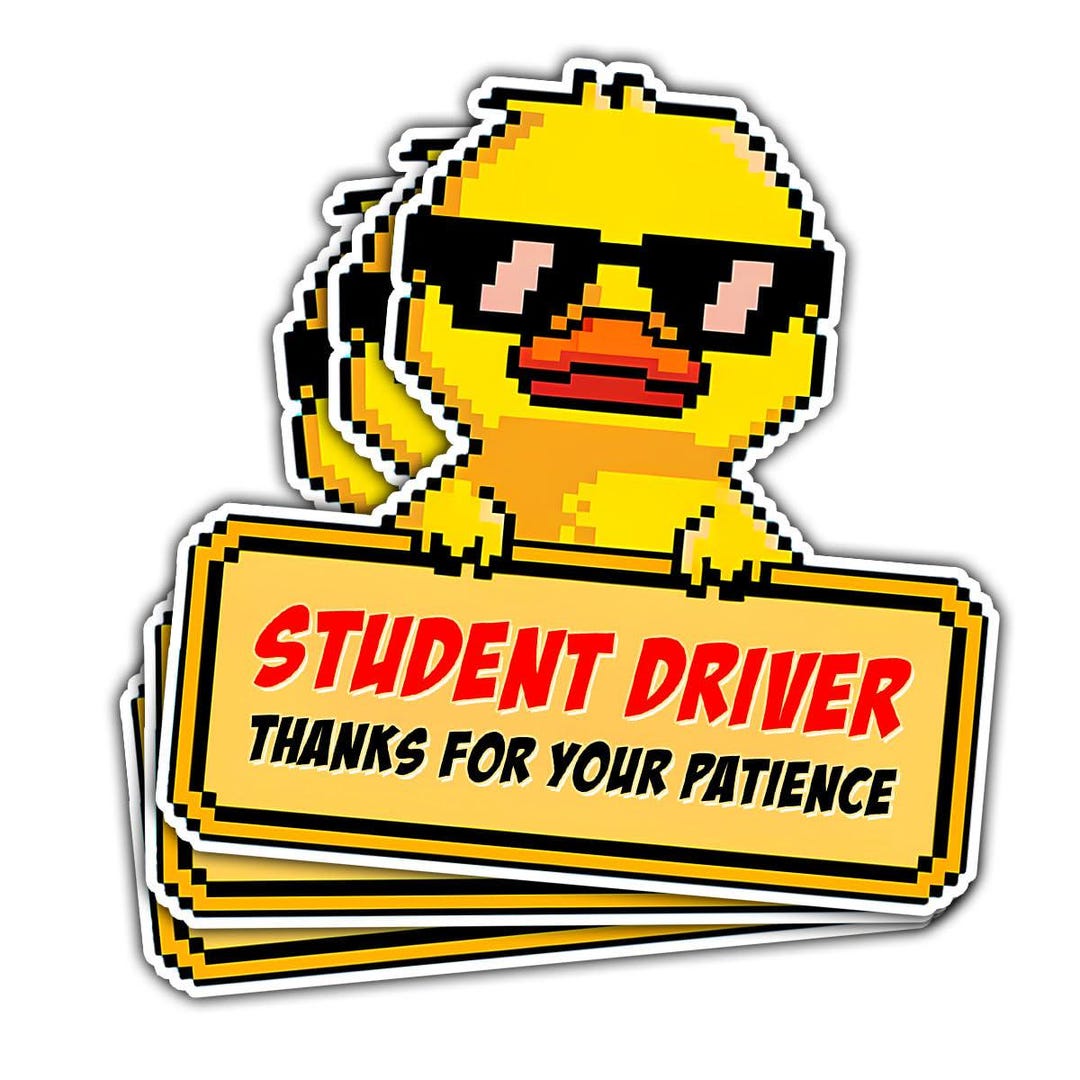 Non-magnetic Student Driver Sticker, Cute Duck Car Student Driver ...