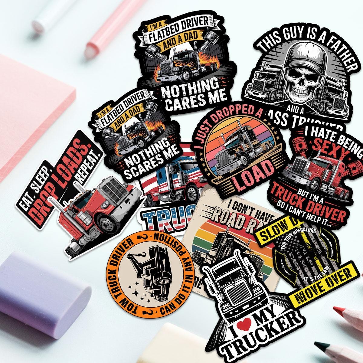 Funny Trucker Sticker Set: Semi Truck Driver Decals, CDL Humor - Etsy