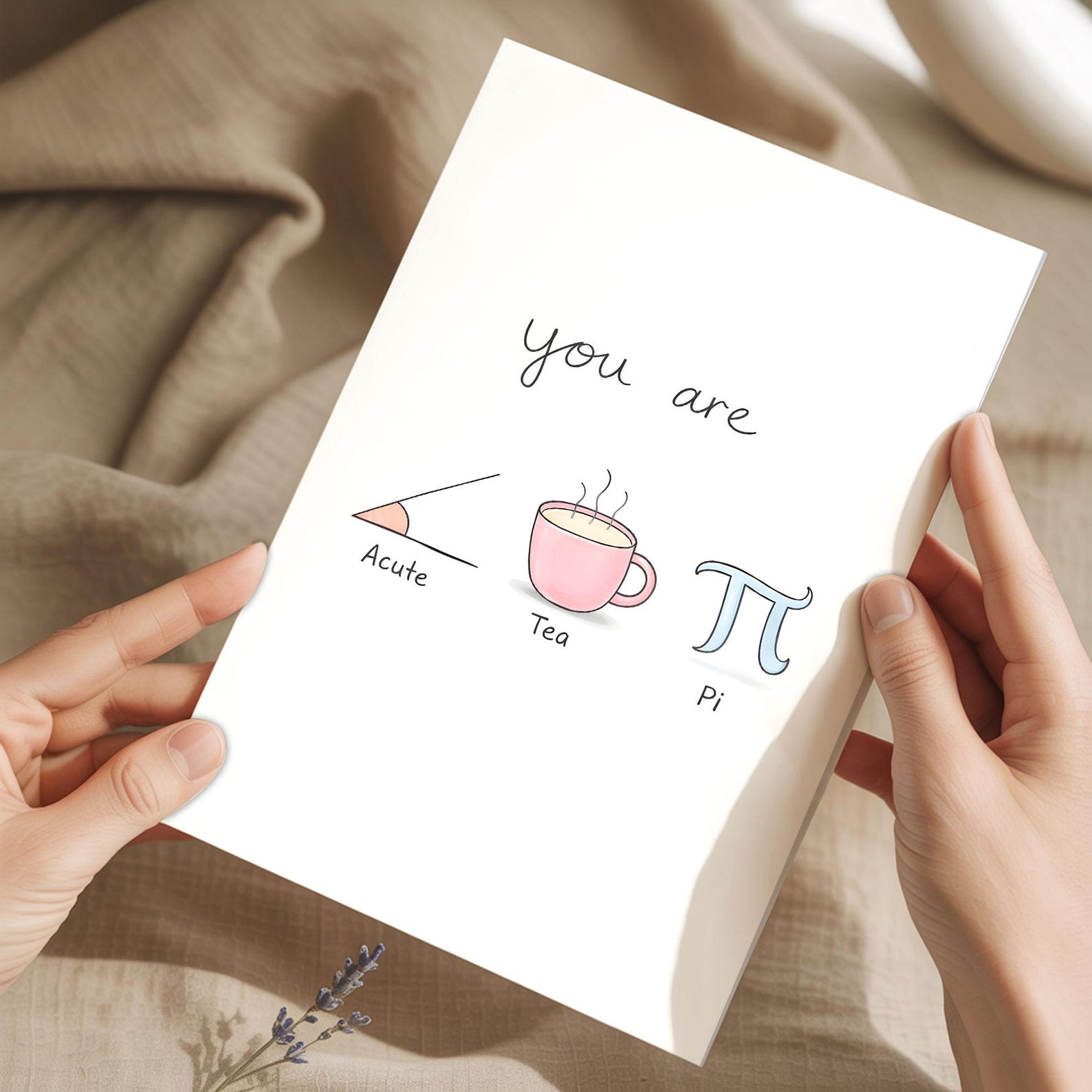 Funny Math Valentine's Day Card, 'acute Tea Pi' Pun - Etsy