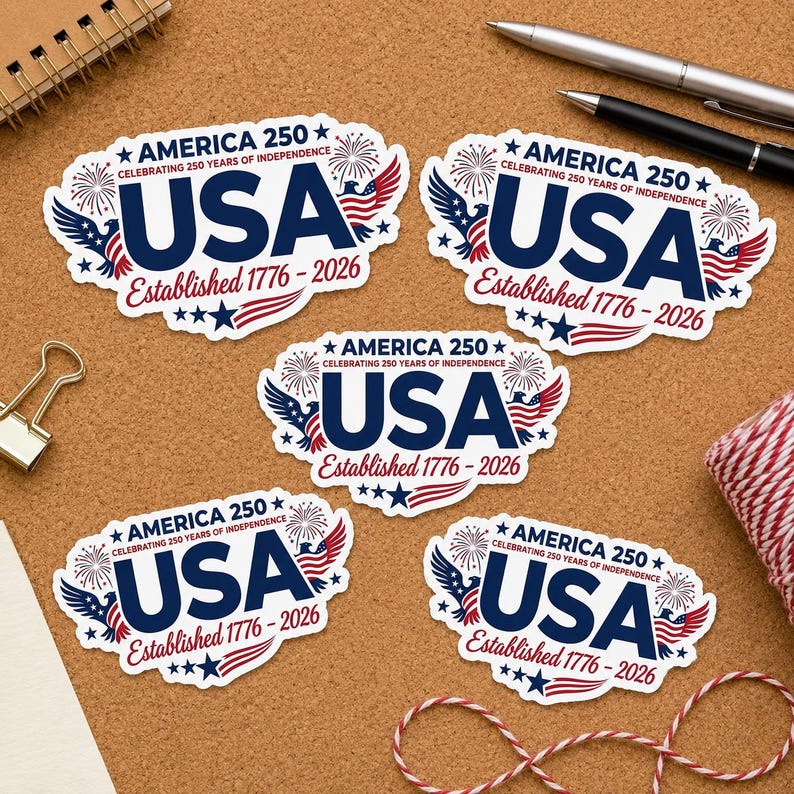 100 PCS USA 250th Anniversary Sticker, 1776–2026 America ...