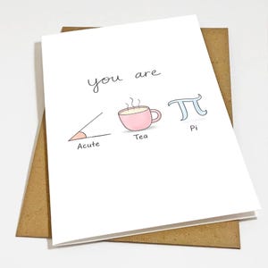 Funny Math Valentine's Day Card, 'acute Tea Pi' Pun - Etsy