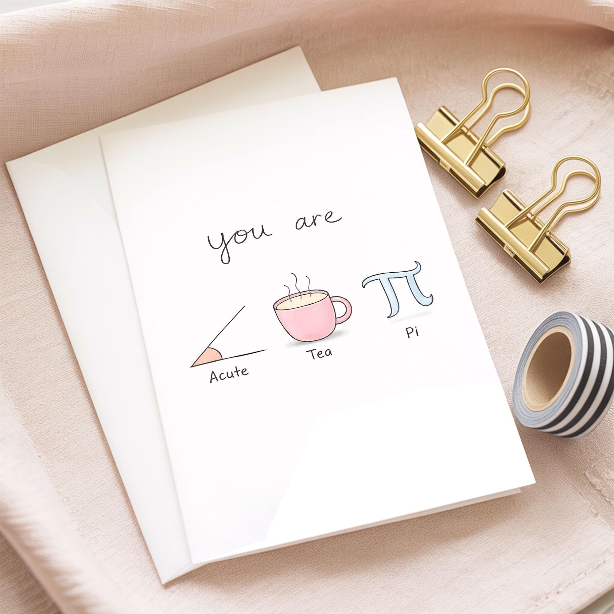 Funny Math Valentine's Day Card, 'acute Tea Pi' Pun - Etsy