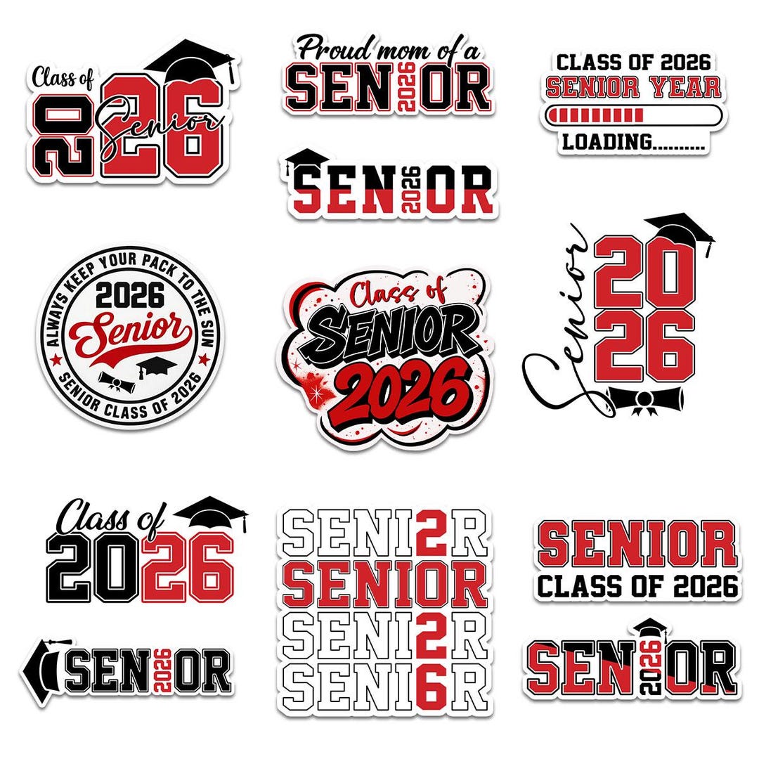 Class of 2026 Senior Stickers: Graduation Vinyl Decals - 10 Piece Pack ...