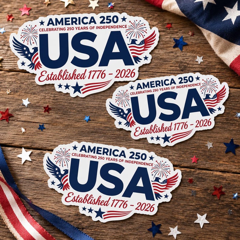 100 PCS USA 250th Anniversary Sticker, 1776–2026 America ...