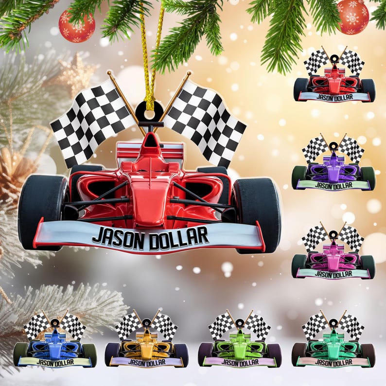 Personalized F1 Car Ornament: Custom Name & Number, Wood or Acrylic - Etsy