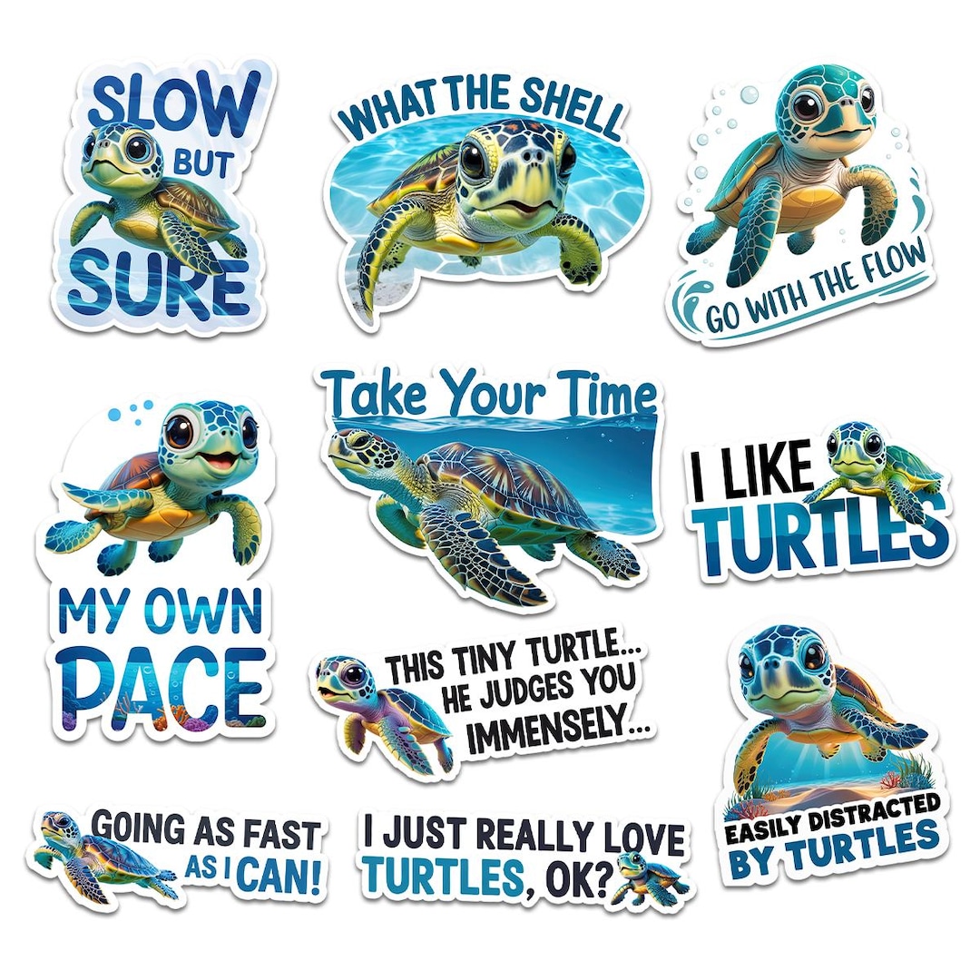 Sea Turtle Sticker Pack: Waterproof Vinyl Decals for Laptop, Water ...