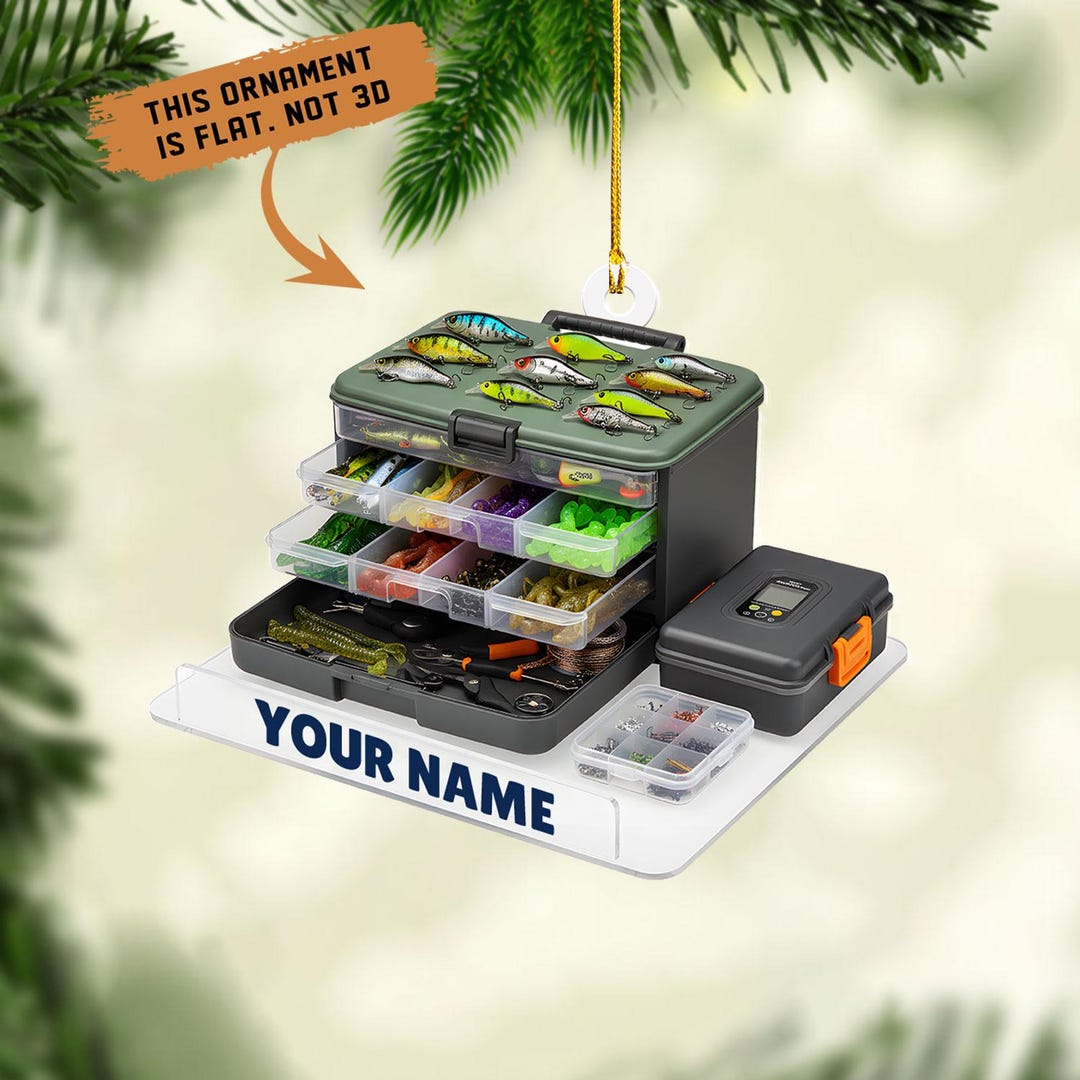Personalized Fishing Tackle Box 2D Flat Ornament, Christmas Ornament ...