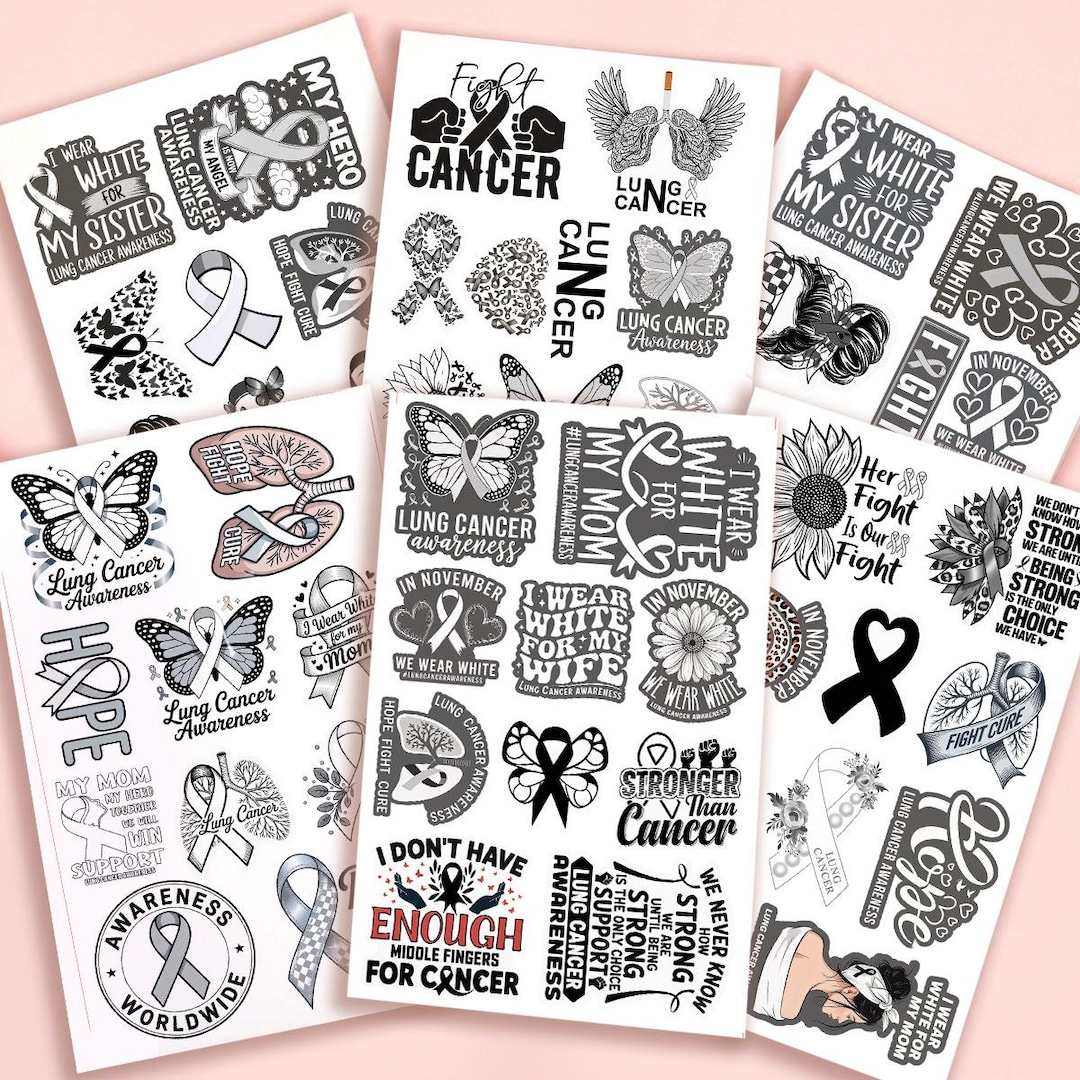 Lung Cancer Awareness Stickers: Ribbon Decals, Waterproof Stickers ...