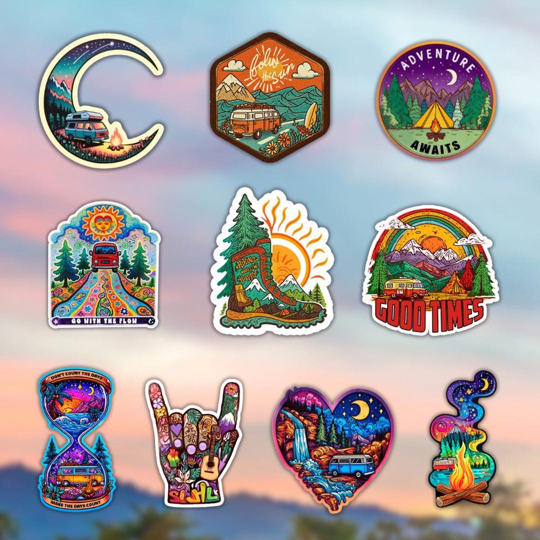Hiking & Outdoors Sticker Pack: Waterproof Vinyl Decals - Etsy
