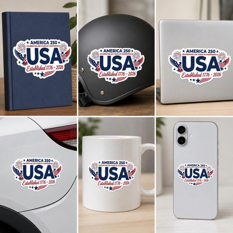 100 PCS USA 250th Anniversary Sticker, 1776–2026 America ...