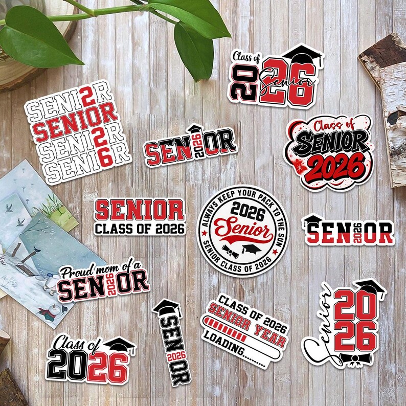 Class of 2026 Senior Stickers: Graduation Vinyl Decals - 10 Piece Pack ...