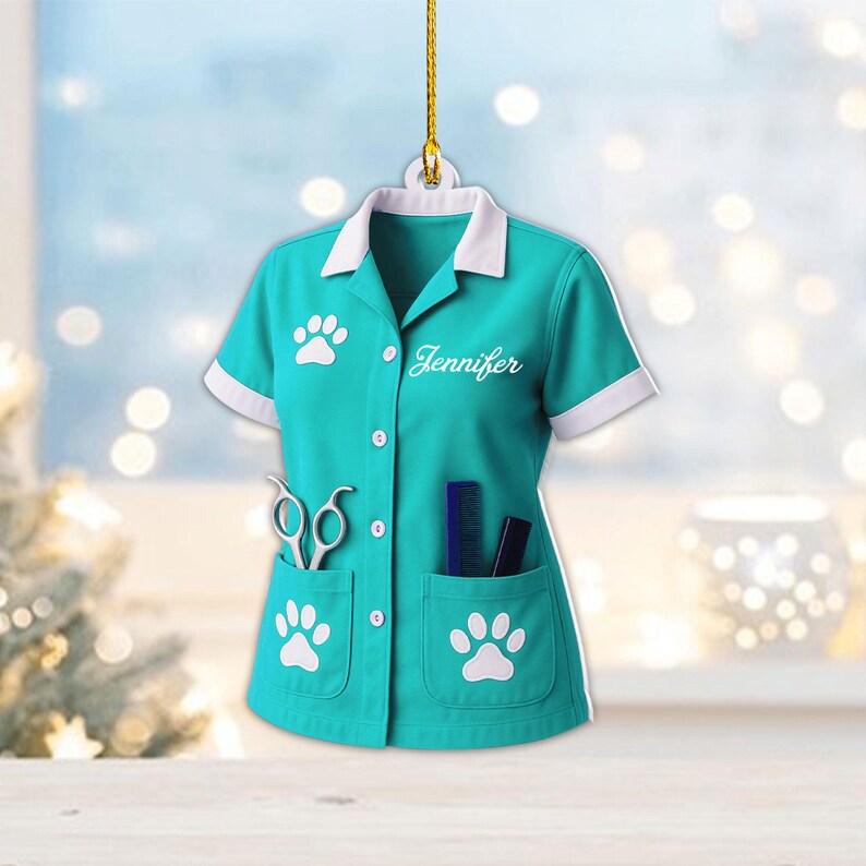 Personalized Pet Groomer Ornament, Paw Print Christmas Tree Decor - Etsy