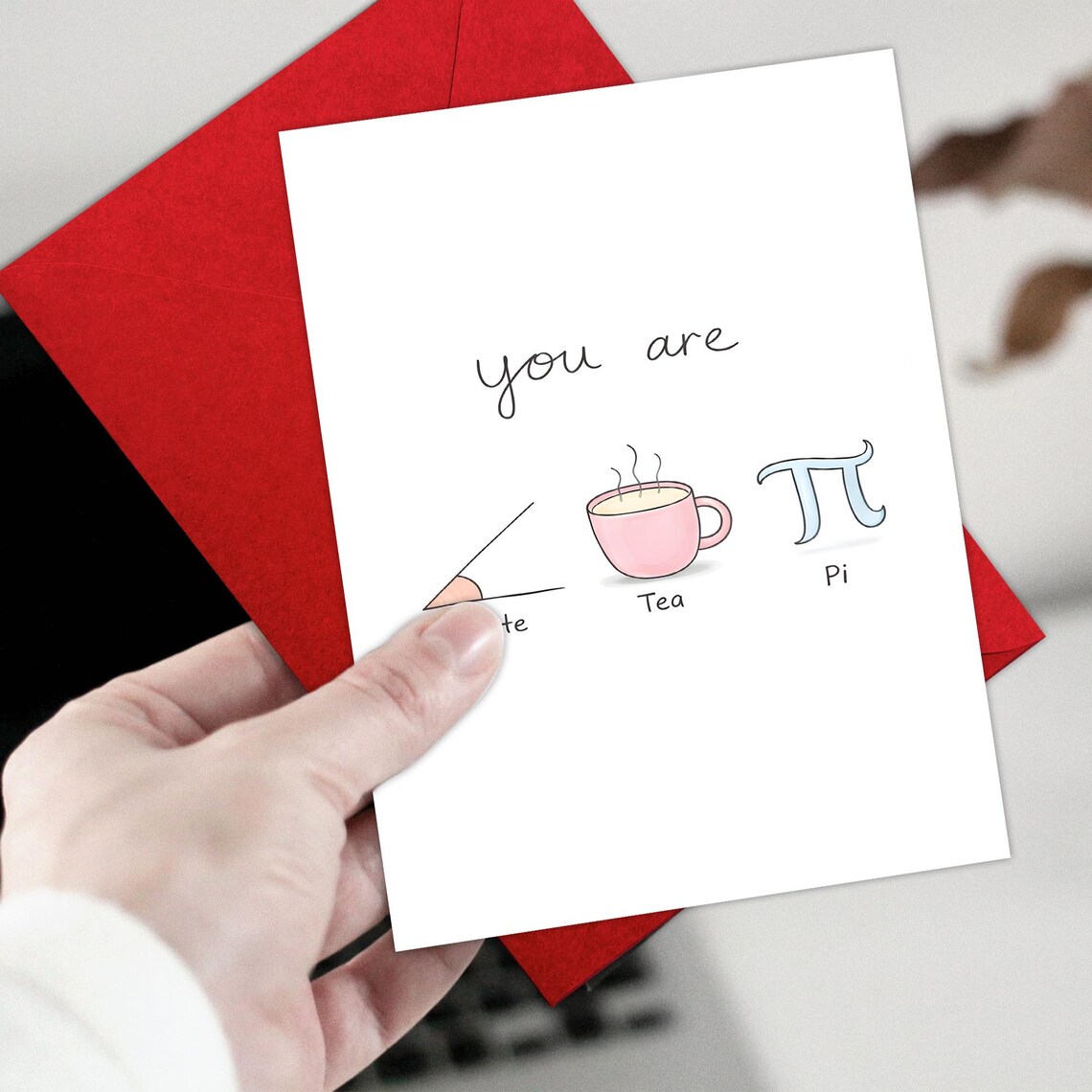 Funny Math Valentine's Day Card, 'acute Tea Pi' Pun - Etsy