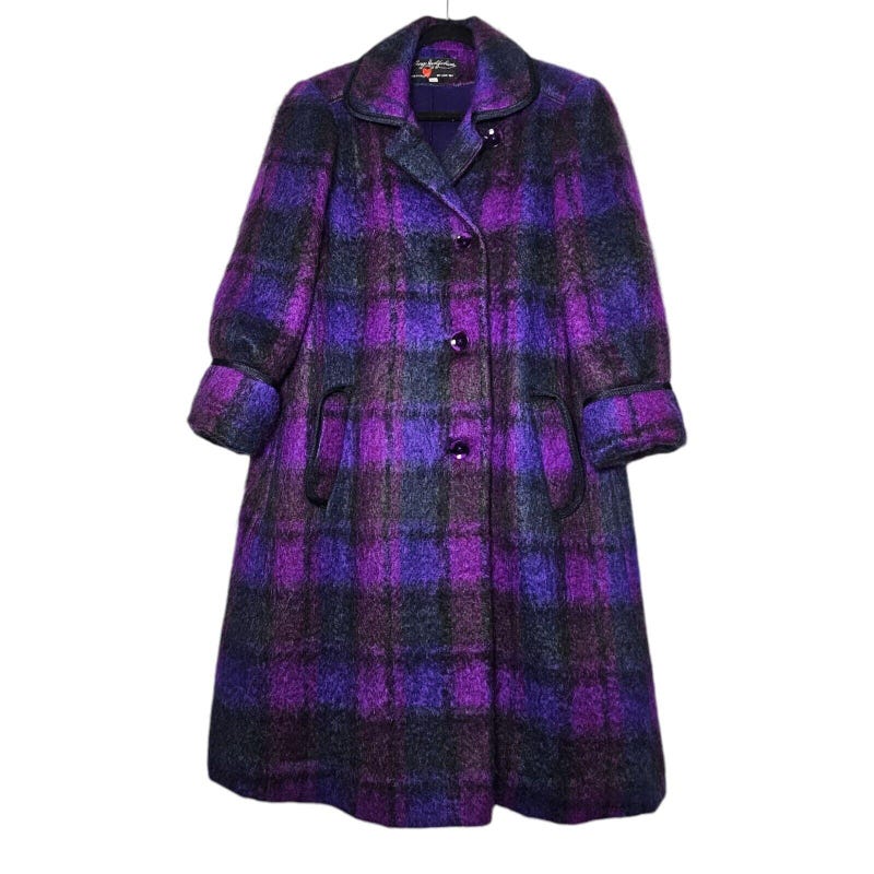 Purple Plaid Coat Women - Etsy