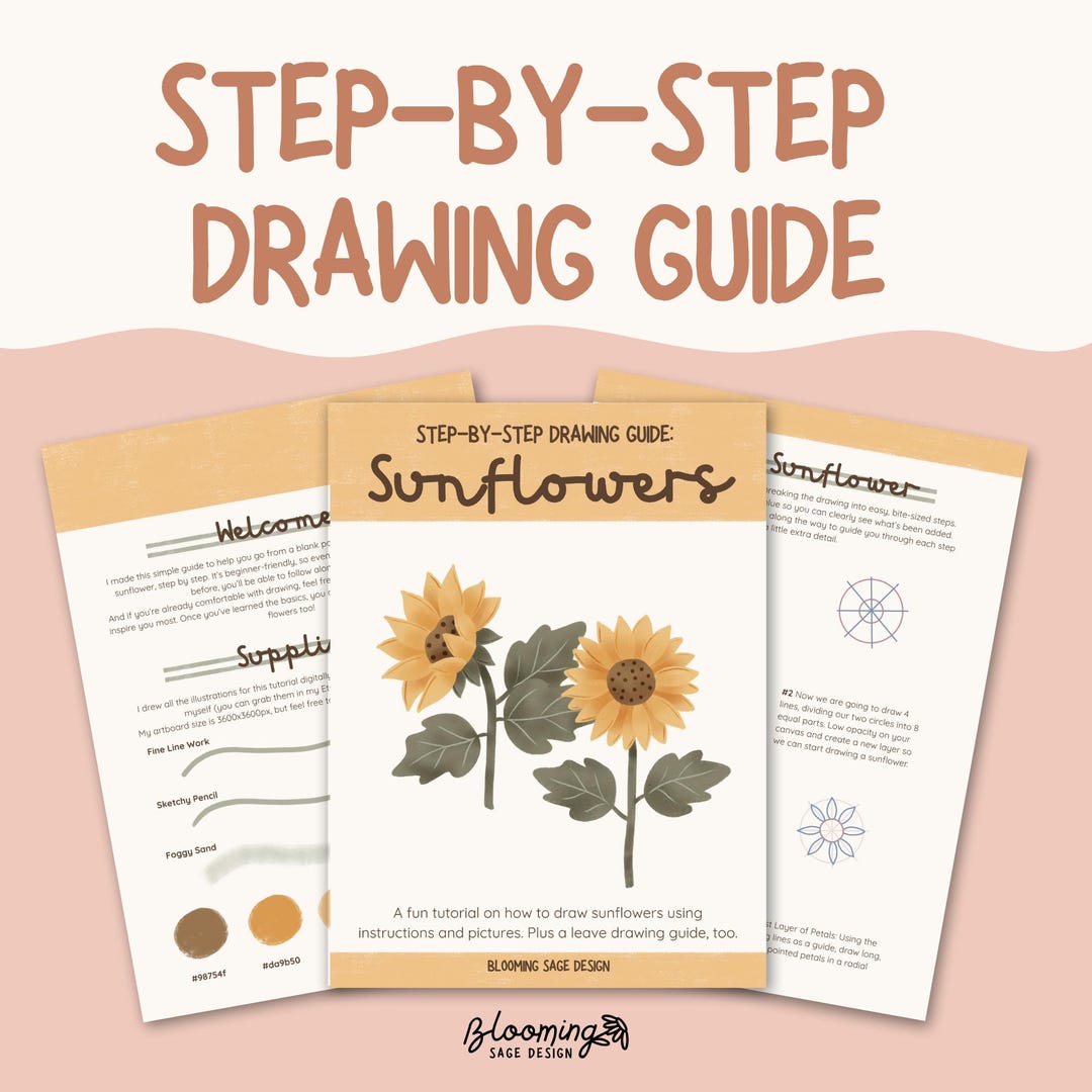 How to Draw a Sunflower | Step-by-step Drawing Guide | Mindful Coloring ...