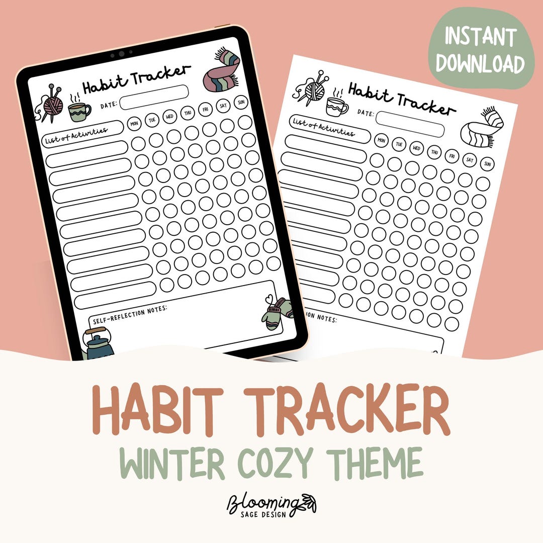 Habit Tracker | Winter Themed Christmas Planner for Goodnotes & Print ...