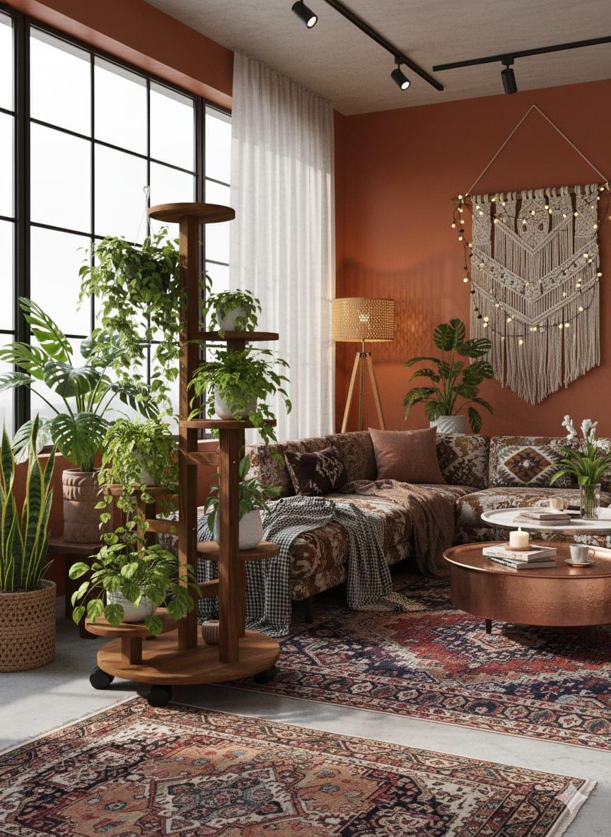 Walnut Wooden Plant Stand: Multi-tier Scandinavian Flower Shelf - Etsy
