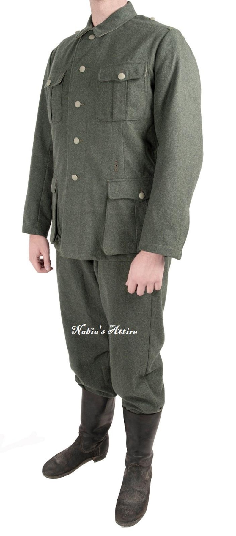WW2 Men's Wool Military Uniform, M40 Green Army Uniform, Military Tunic ...