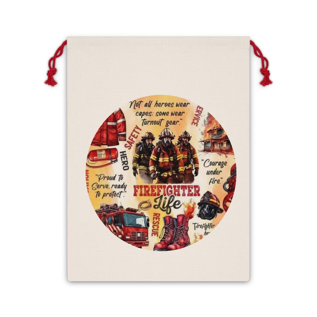 Firefighter Life Gift Bag - Vintage Style Polyester Cotton Drawstring ...