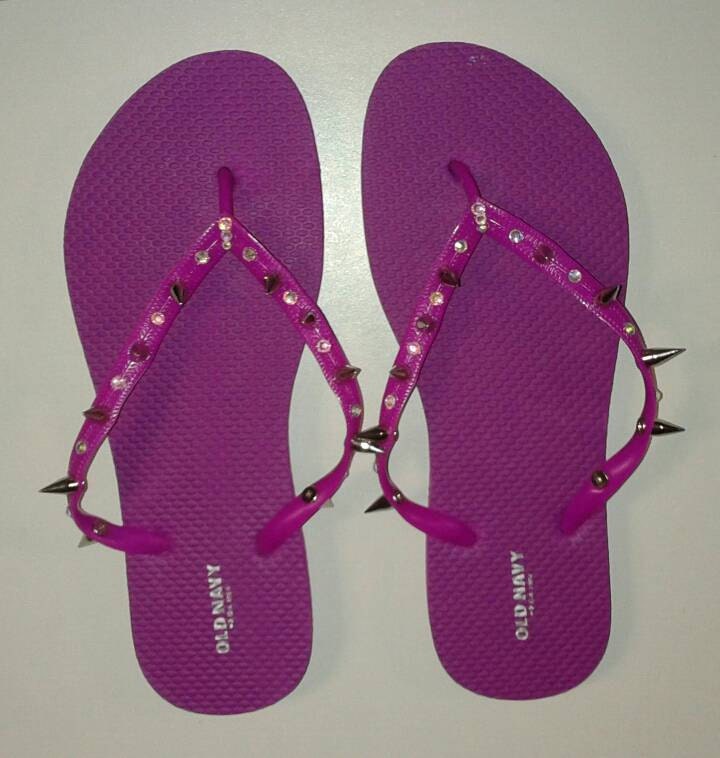 Punk Rock Princess Sparkly Spiked Flip Flops Made to Order - Etsy