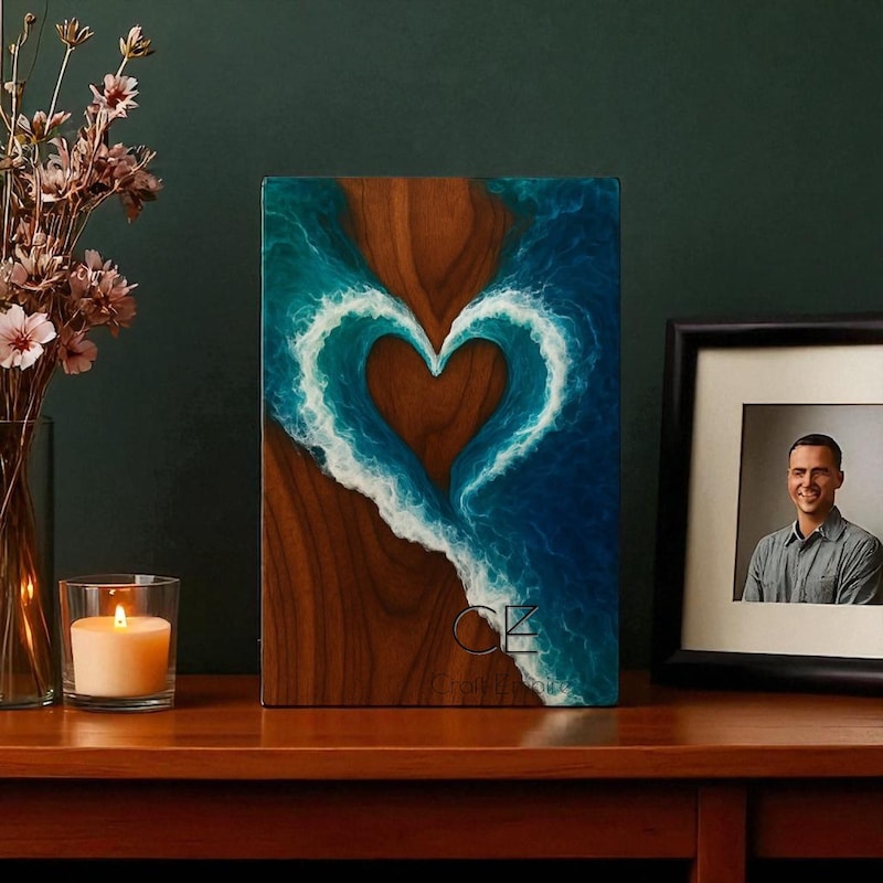 Blue Heart Wooden Urn - Etsy