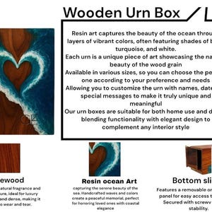 Handmade Wooden Cremation Urn: Ocean Heart Resin Inlay Memorial Box - Etsy
