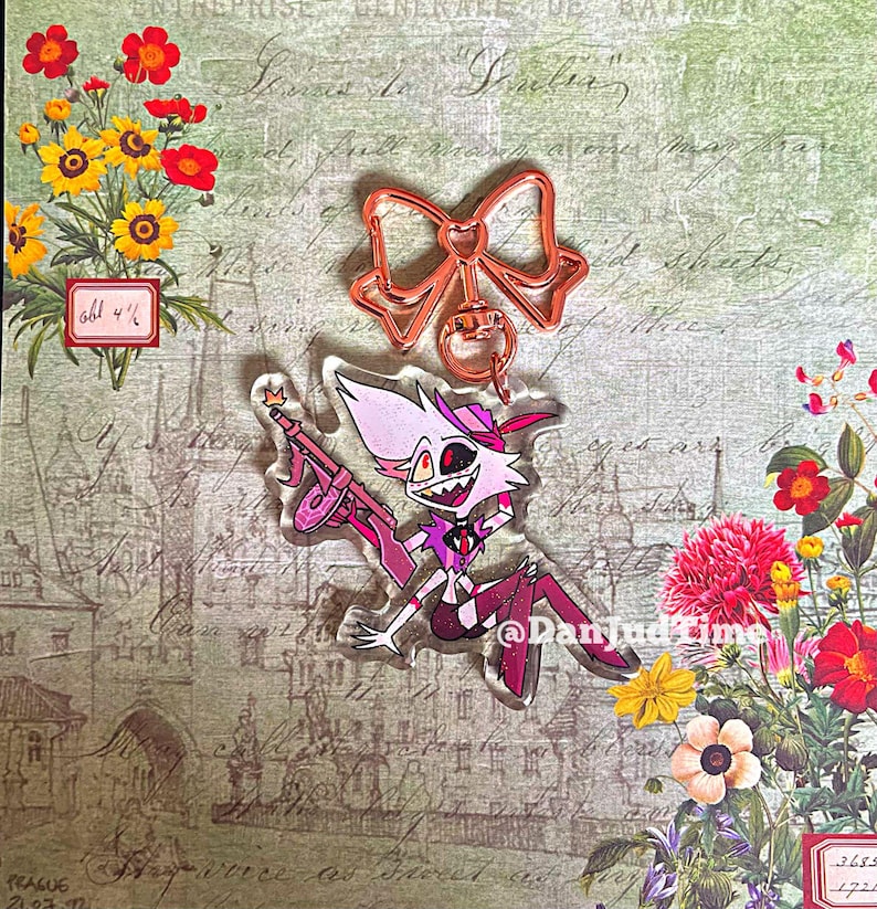 Hazbin Hotel Acrylic Epoxy Keychains Keyrings Angel Dust Alastor Vox ...