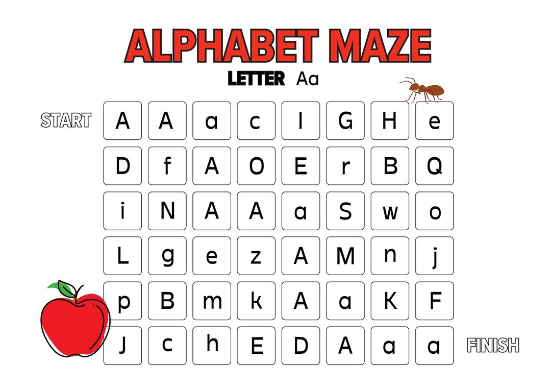 ABC Coloring Worksheet Alphabet Maze A-Z - Etsy