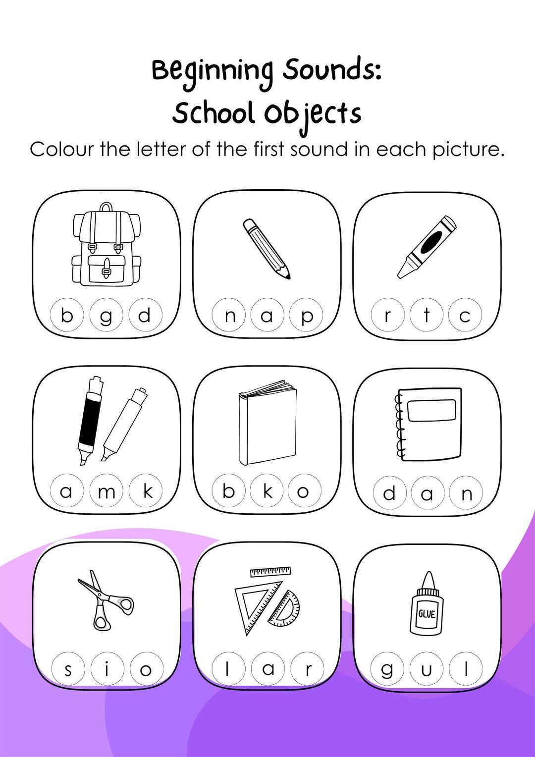 Beginning Sound Worksheets - Phonics - Etsy