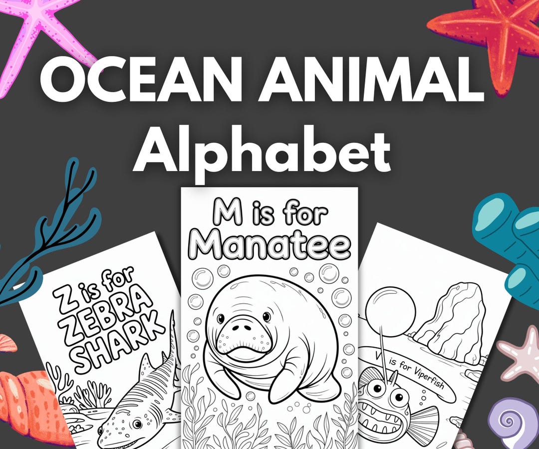 Ocean Animals Coloring Page | Ocean Animal Alphabet A-Z | Kids ...